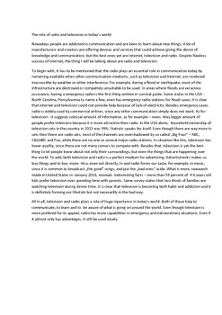 The Role Of Radio And Television In Today's World Essay