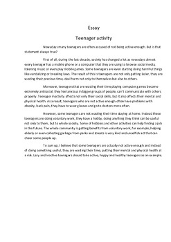 Essay About Teenager Activity